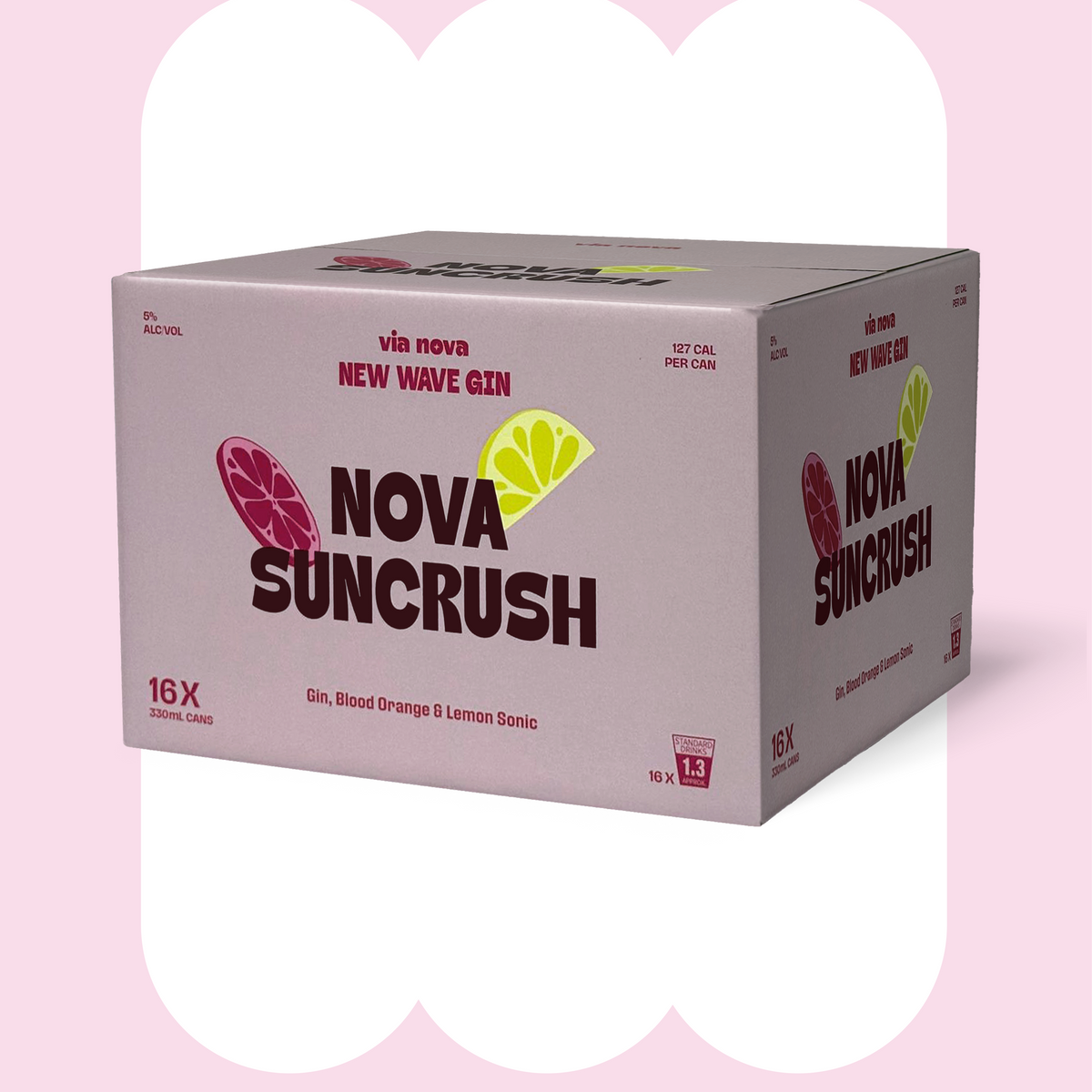 Nova Suncrush Gin, Blood Orange & Lemon Sonic Carton 16 x 330ml Cans ...